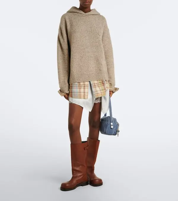 Acne Studios Layered Alpaca, Yak And Wool-blend Hoodie