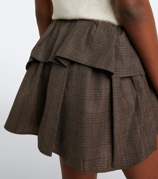 Acne Studios Ruffled Checked Wool-blend Miniskirt