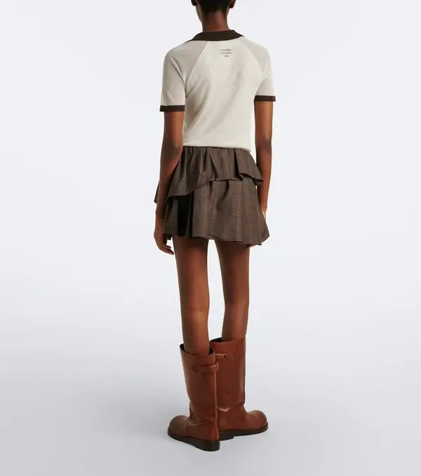 Acne Studios Ruffled Checked Wool-blend Miniskirt