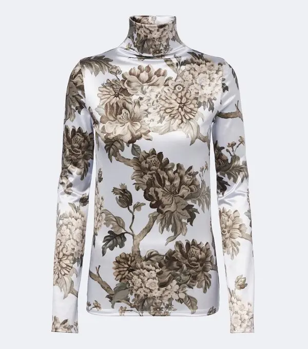Acne Studios Floral Print Turtleneck Top - Blue