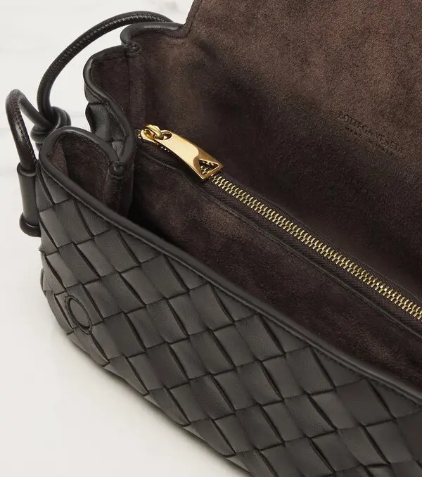 Bottega Veneta Notturno Mini Leather Crossbody Bag - Brown