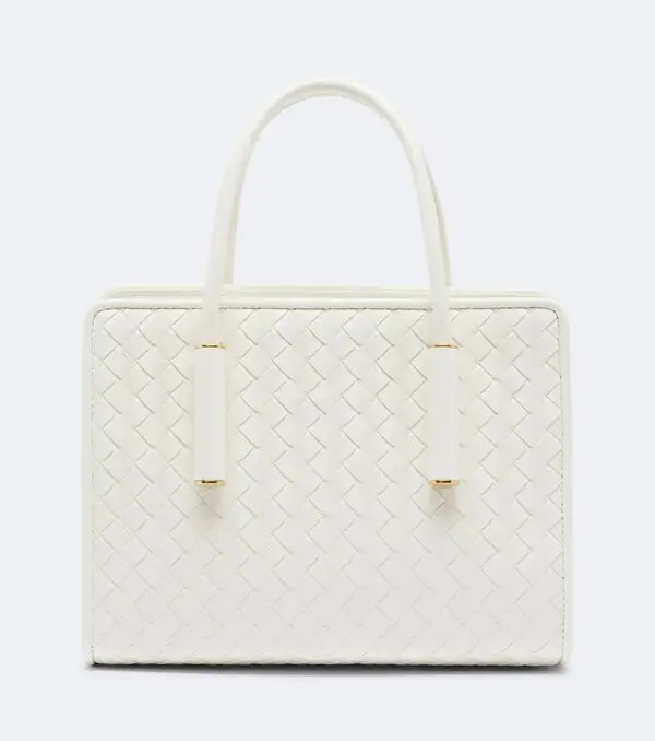 Bottega Veneta Barbara Small Leather Top-handle Bag - White