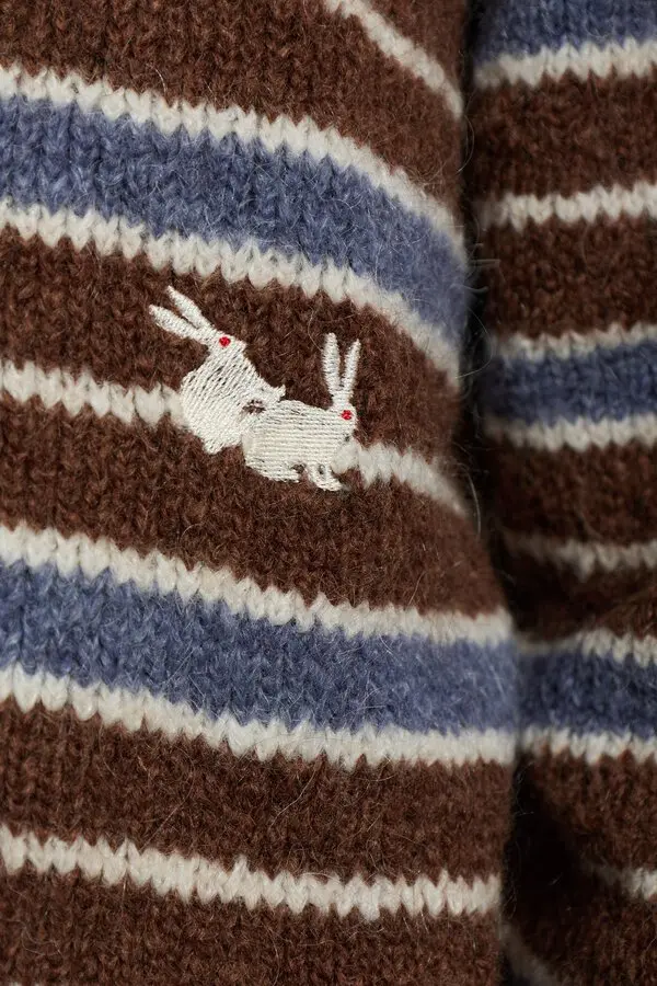 CARNE BOLLENTE Striped Knit Sweater With Embroidered Accents