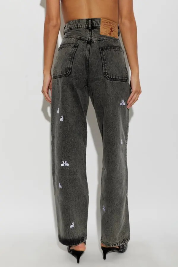CARNE BOLLENTE Embroidered Straight Leg Jeans