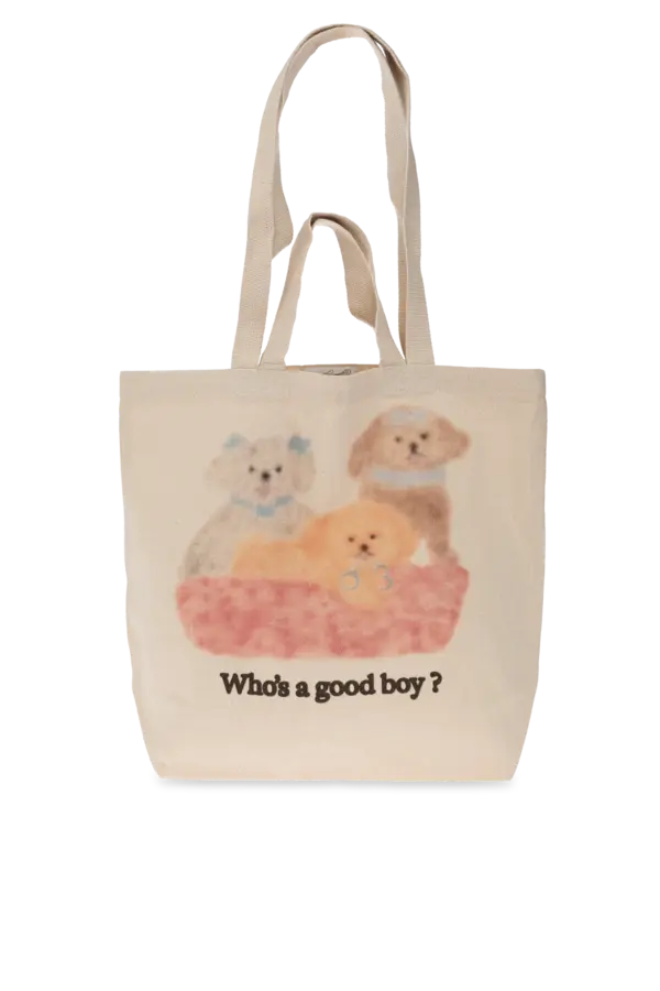 CARNE BOLLENTE Printed Cotton Tote Bag - Beige