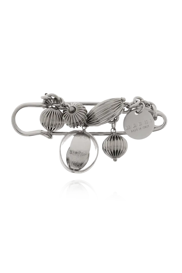 Marni Brass Pin With Pendants - Silver