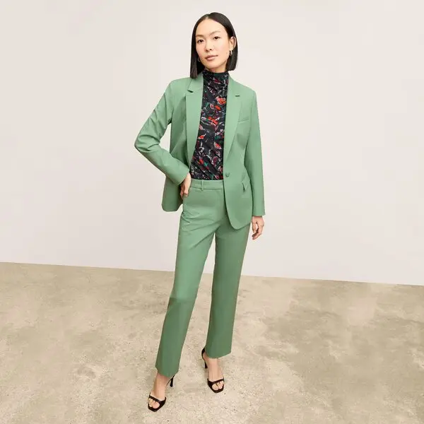 M.M.LAFLEUR Smith Straight Trouser Italian Wool Twill:: Parisian Green - One-color