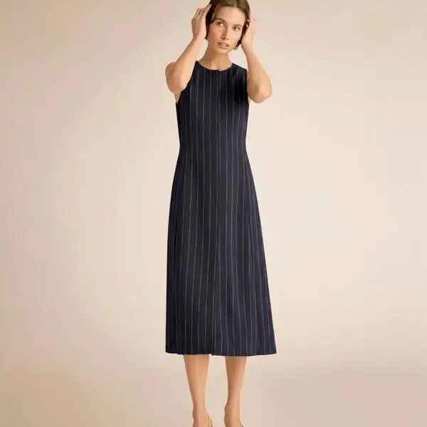 M.M.LAFLEUR Renata Shift Dress Woven Pinstripe:: Navy/ivory - One-color