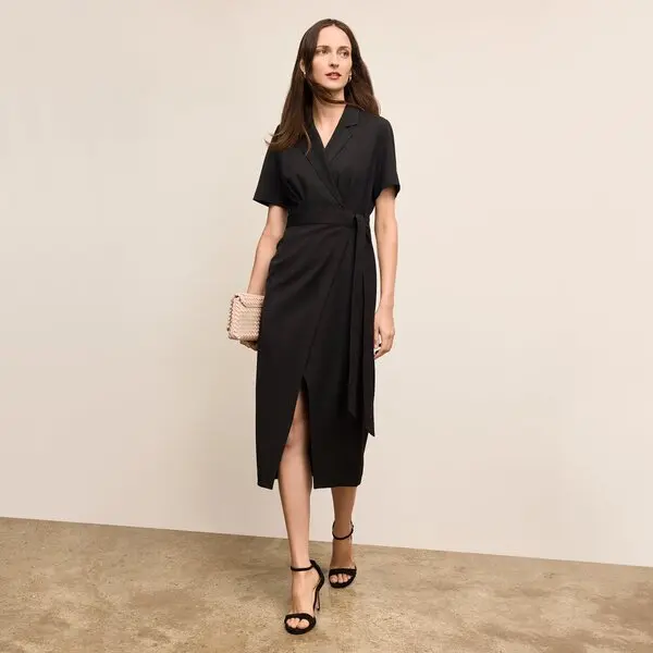 M.M.LAFLEUR Arlette Wrap Dress Air Twill:: Black
