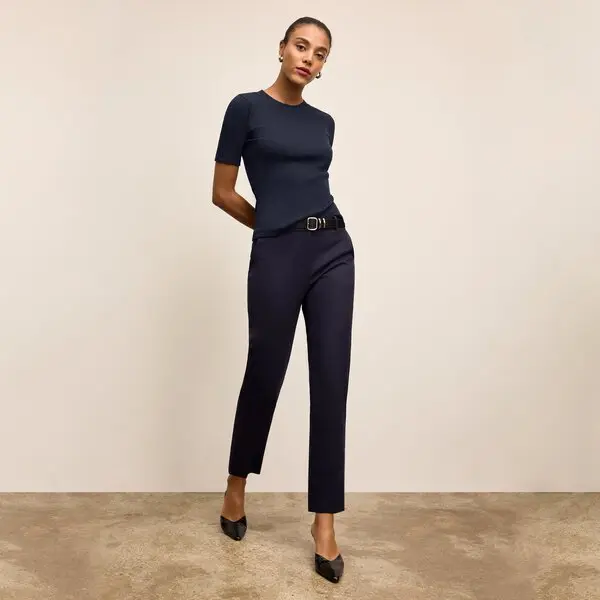 M.M.LAFLEUR Blanche Button-back Top Plush Pima:: Dark Navy