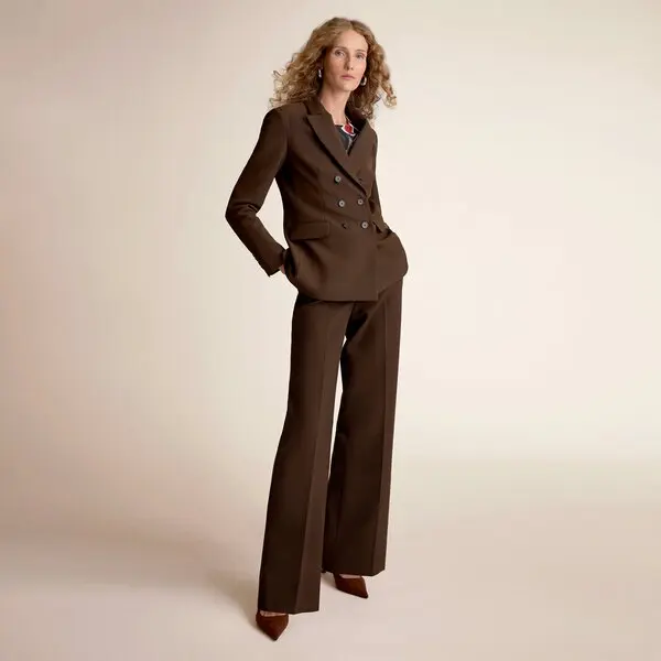 M.M.LAFLEUR Kati Double-breasted Blazer Luxe Flex Suiting:: Chocolate Torte Melange