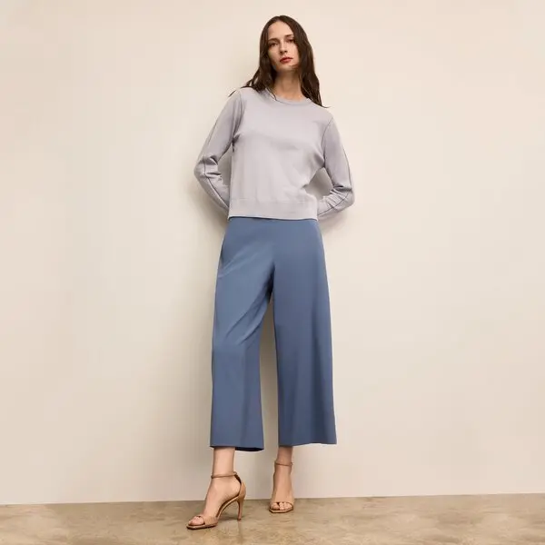 M.M.LAFLEUR Larissa Pointelle Sweater 365 Cotton Silk Knit:: Powder Blue - One-color