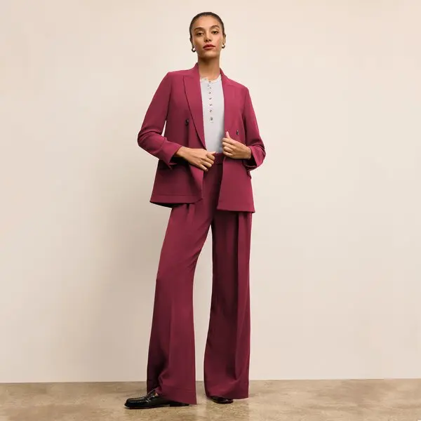 M.M.LAFLEUR O'hara Effortless Blazer Everyday Crepe With Topstitch:: Dark Fuchsia - One-color