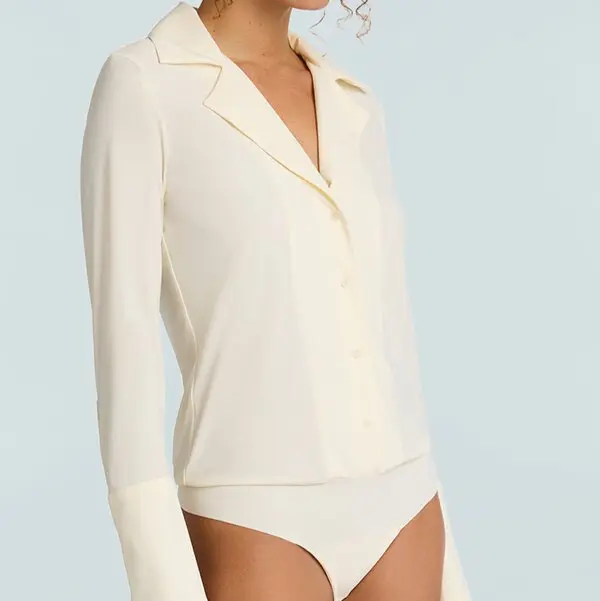 COMMANDO® Commando Classic Blousey Button Down Bodysuit - Ivory