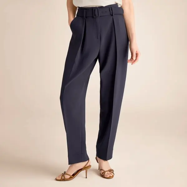 M.M.LAFLEUR Belted Tapered Trousers In Everyday Crepe - One-color