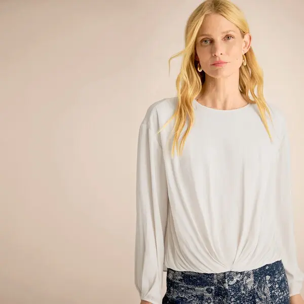M.M.LAFLEUR Bali Gathered Blouse Eco Drape:: Ivory