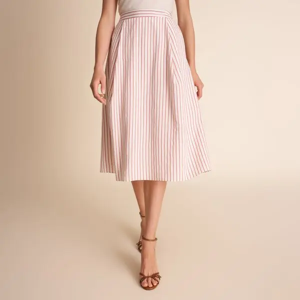 M.M.LAFLEUR Easton Vacation Skirt Striped Dobby:: Ivory/melon