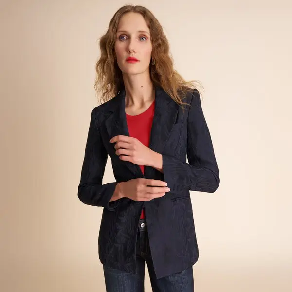 M.M.LAFLEUR Rossi Executive Blazer Twill Floral Jacquard:: Dark Navy