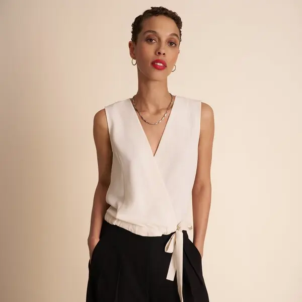 M.M.LAFLEUR Elodie Tie-waist Top Eco Soft Wave:: Ivory