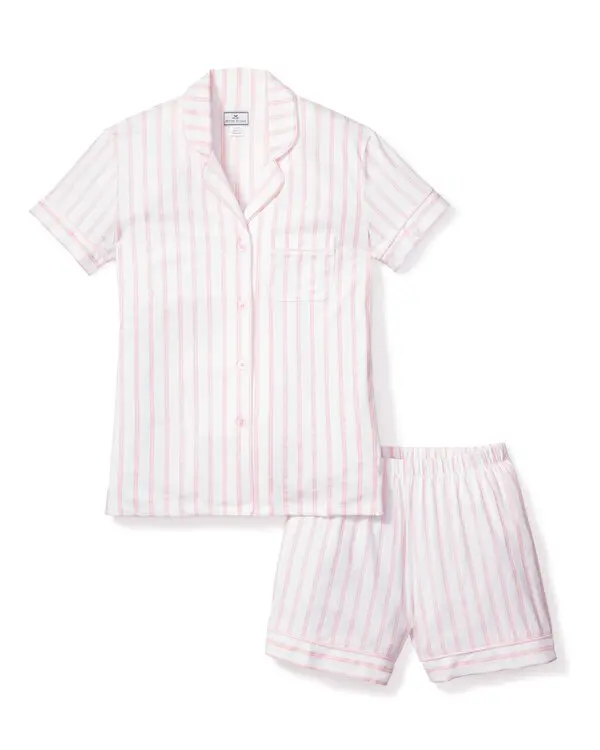 PETITE PLUME Pima Pajama Short Set:: Pink Stripe - One-color