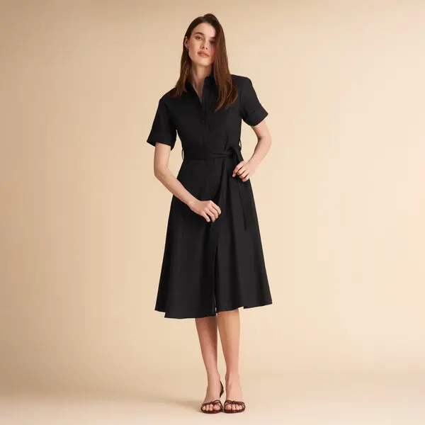 M.M.LAFLEUR Junia Parisian Dress Linen:: Black - One-color