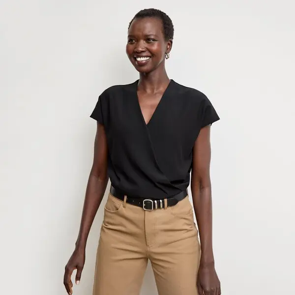 M.M.LAFLEUR Antonia Faux Wrap Top Eco Soft Wave:: Black - One-color