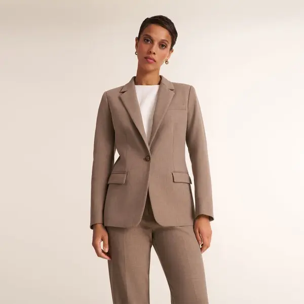 M.M.LAFLEUR Yiyan Classic Blazer Luxe Flex Suiting:: Toasted Coconut - One-color