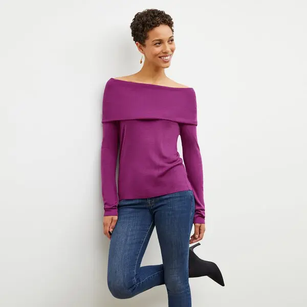 M.M.LAFLEUR Silk Jersey Off-the-shoulder Top