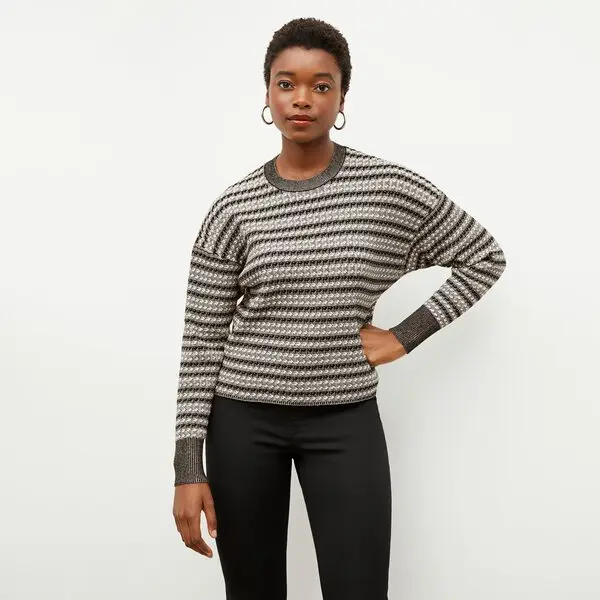 M.M.LAFLEUR Tyler Pullover Cable Stripe:: Black / White