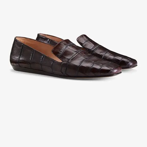 M.M.LAFLEUR Grace Loafer Embossed Croc:: Brown - One-color
