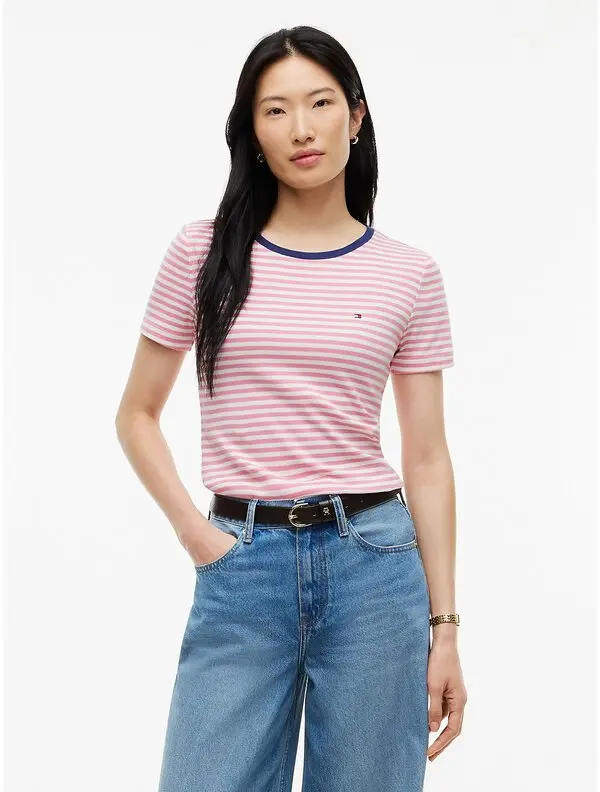Tommy Hilfiger Slim Fit Striped T-shirt - Ecru