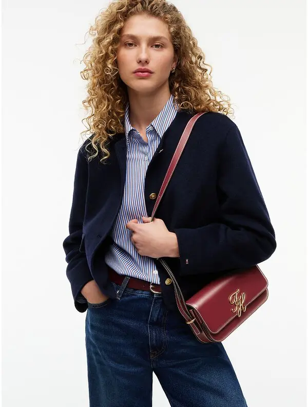 Tommy Hilfiger Script Monogram Leather Crossbody Bag