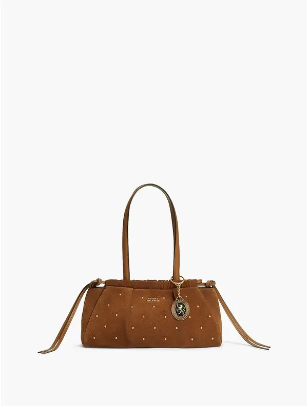 Tommy Hilfiger Studded Suede Shoulder Bag - Cognac