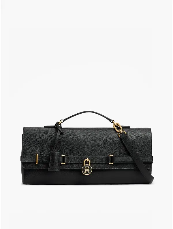 Tommy Hilfiger Pebbled Leather East-west Clutch - Black