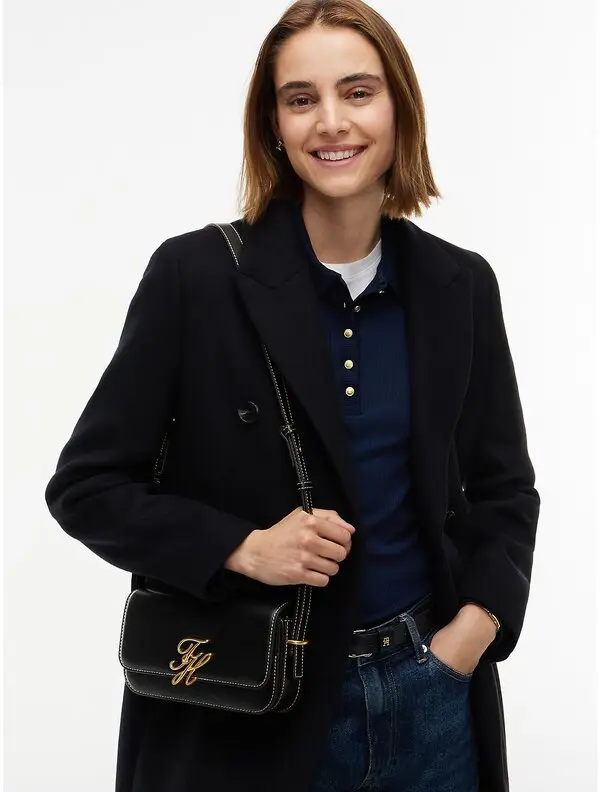 Tommy Hilfiger Script Monogram Leather Crossbody Bag