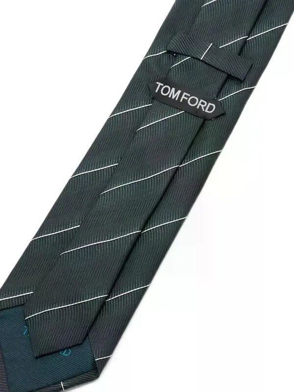 TOM FORD Diagonal-stripe Silk Tie - Green