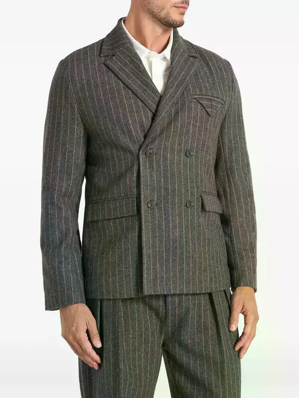 Manière De Voir Didier In Double-breasted Wool Pinstripe Suit Blazer - Grey