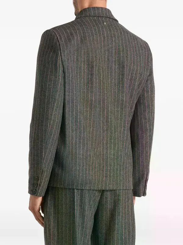 Manière De Voir Didier In Double-breasted Wool Pinstripe Suit Blazer