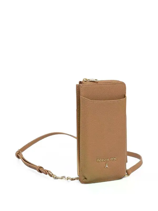 Patrizia Pepe Logo-plaque Calf Leather Phone Bag - Neutrals