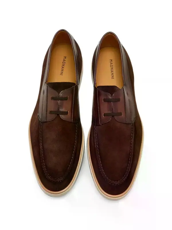 Magnanni Suede Leather-panel Boat Shoes