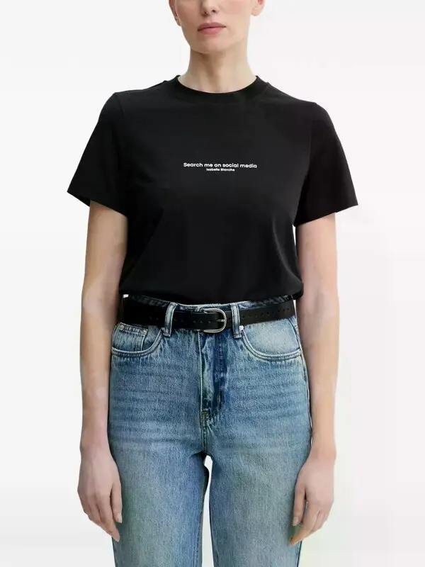 ISABELLE BLANCHE Slogan-print Crew-neck T-shirt - Black