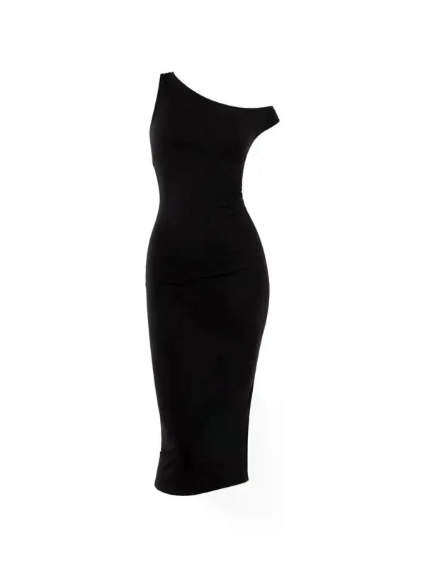 Patrizia Pepe One-shoulder Ruched Bodycon Midi Dress - Black