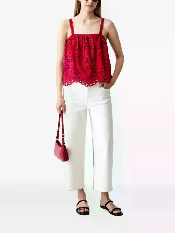 HOSS INTROPIA Broderie-anglaise Scalloped-hem Top