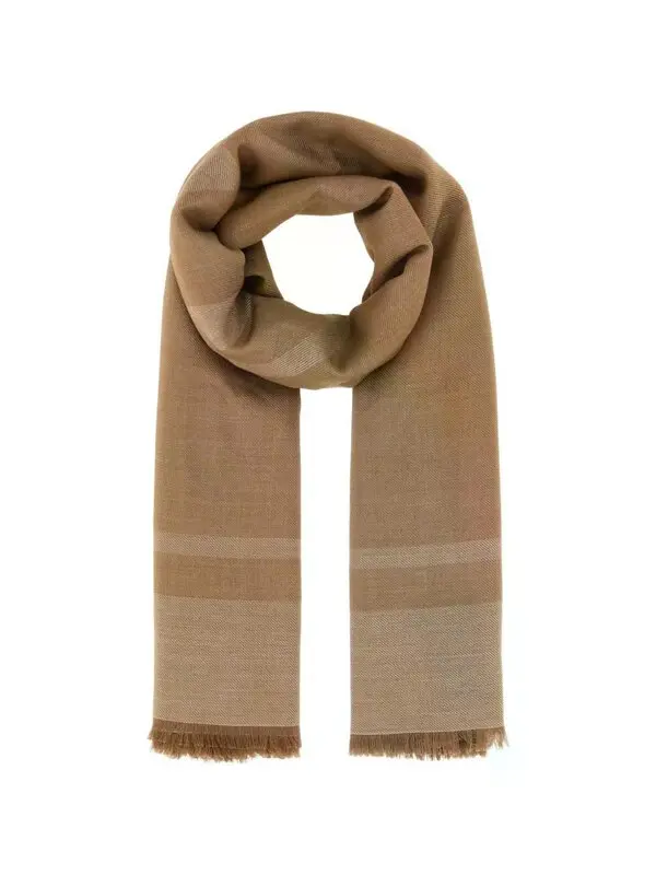Saint Laurent Cassandre Frayed Scarf - Brown