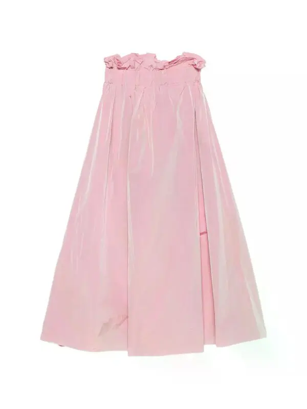 CO.GO Ruffled-waist Pleated Maxi Skirt - Pink