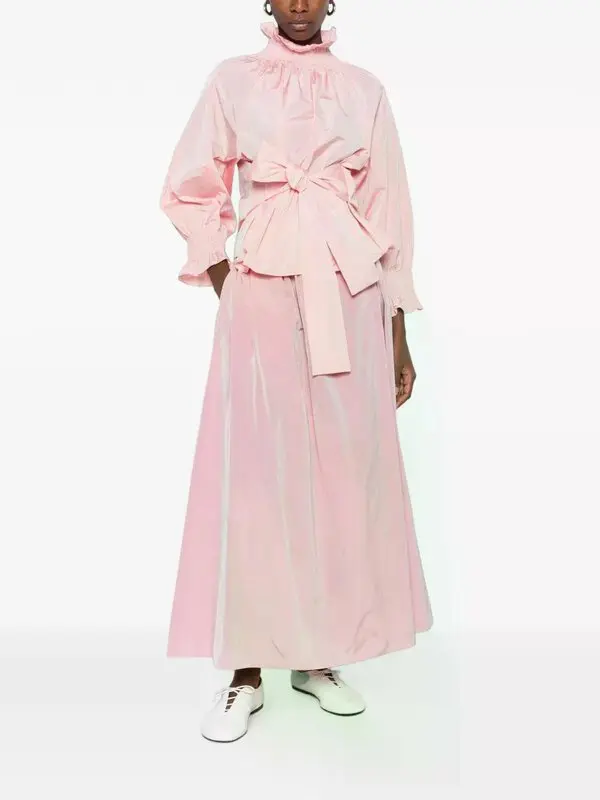CO.GO Ruffled-waist Pleated Maxi Skirt