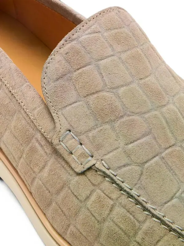 Magnanni Crocodile-effect Suede Loafers