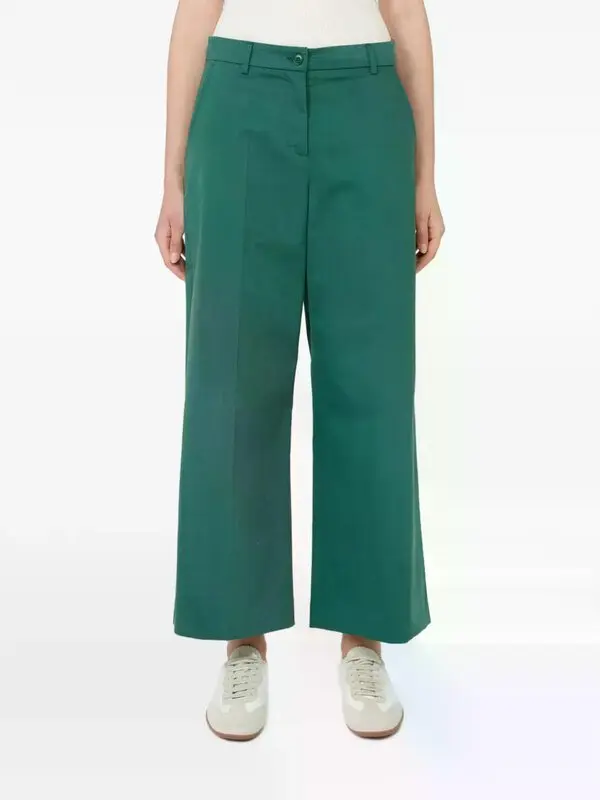Max Mara Pressed-crease Wide-leg Trousers - Green