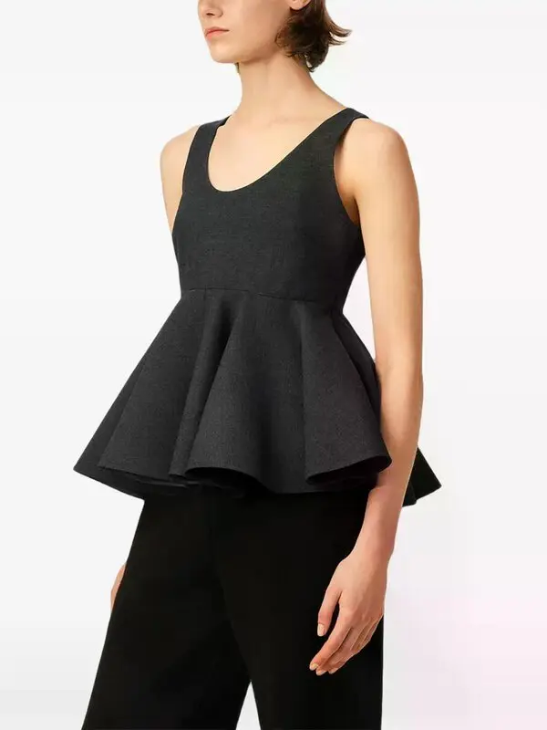 AMI Paris Peplum Sleeveless Wool Top