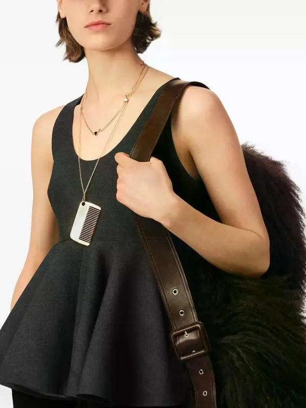 AMI Paris Peplum Sleeveless Wool Top